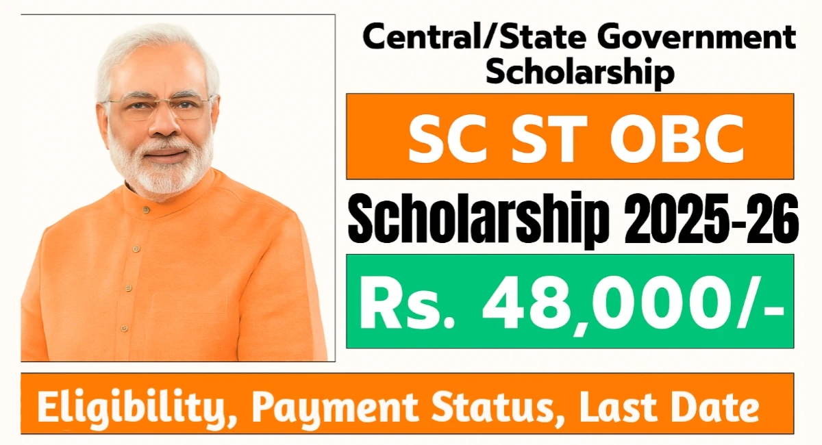 SC ST OBC छात्रवृत्ति 2025-26: ऑनलाइन आवेदन करें, पात्रता, स्टेटस और ...